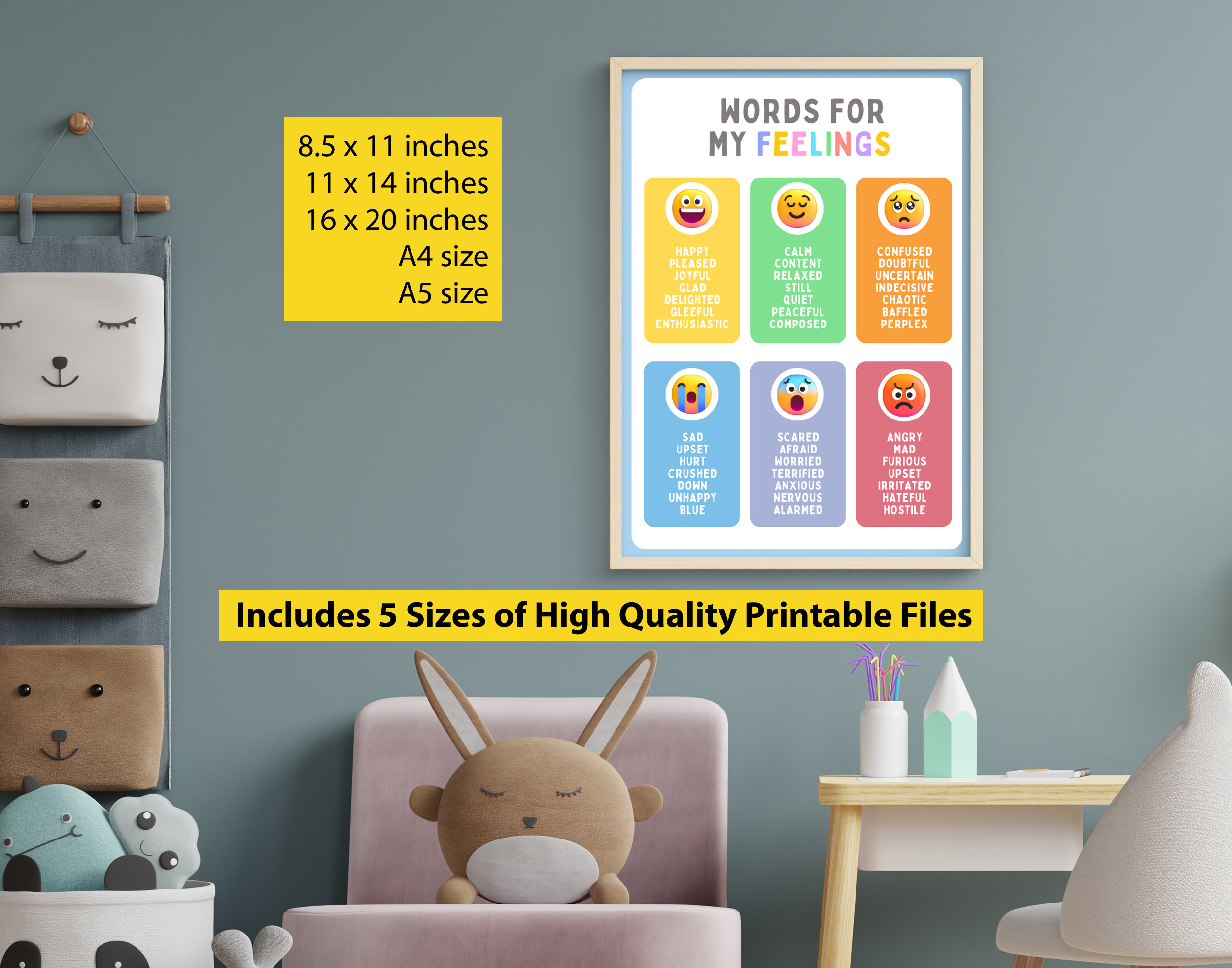 Printable Feelings Poster, Words for My Feelings Poster, Emotional ...