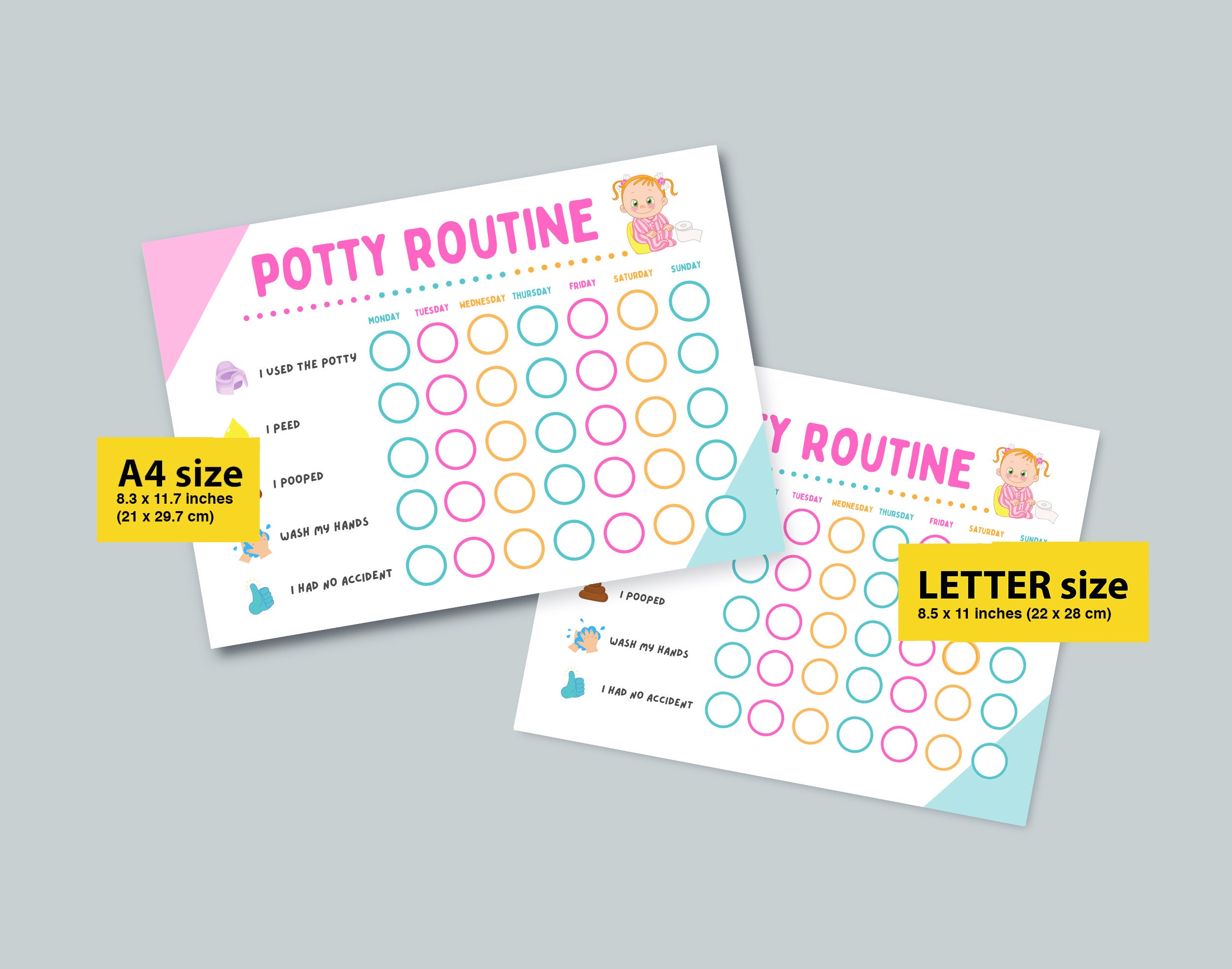 Printable Potty Training Chart, Potty Routine Chart for Girls, Potty ...