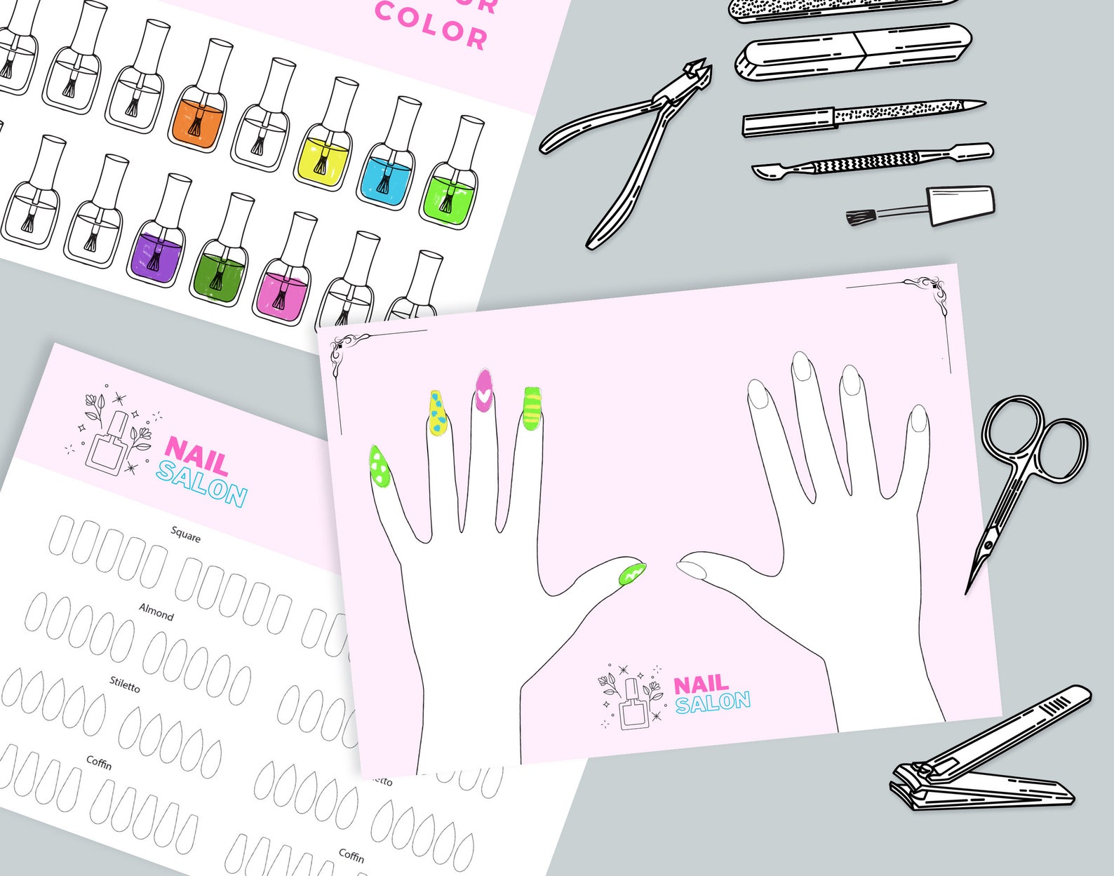 Pretend Play Nail Salon Printable: Kids Manicure Set (digital Download ...