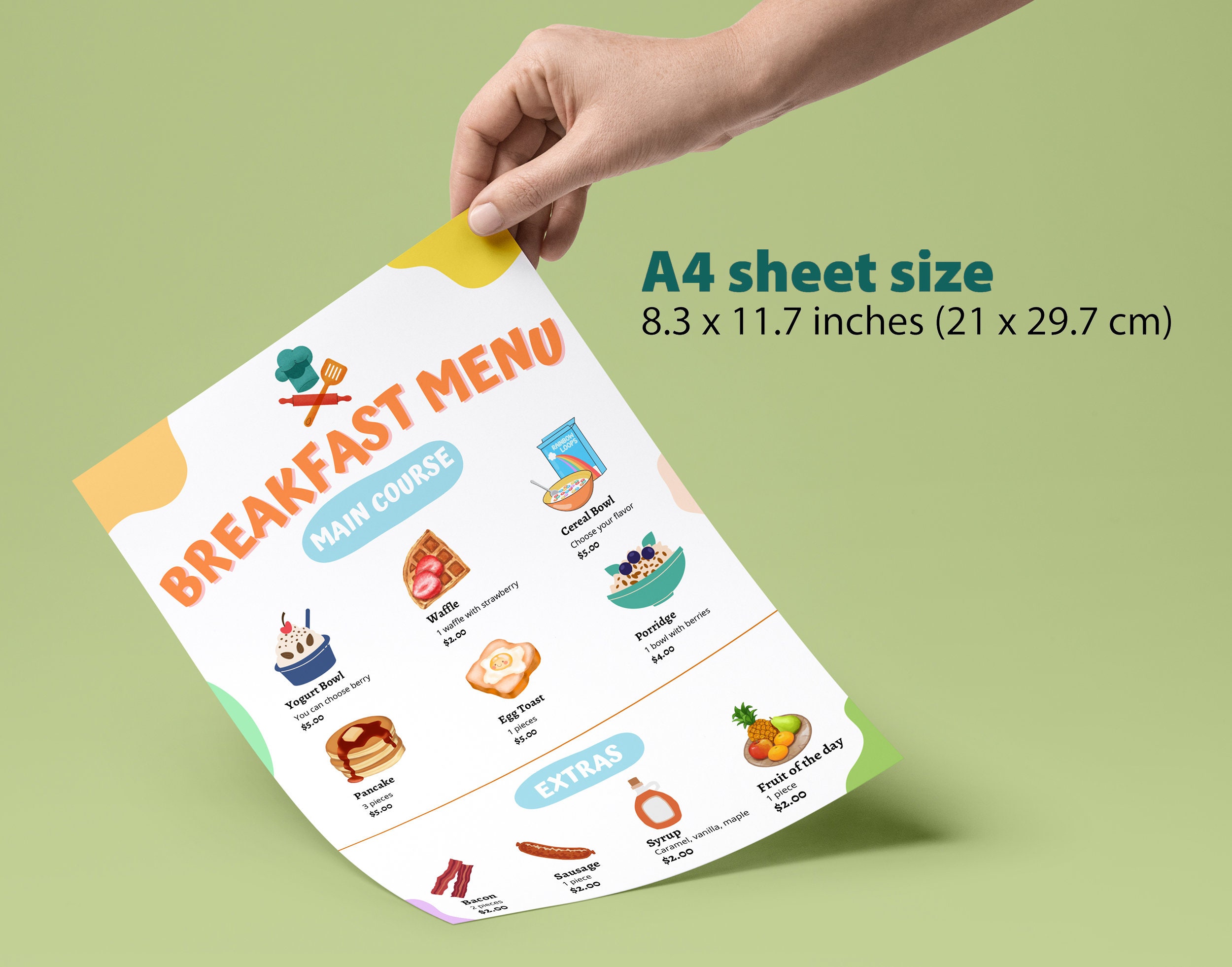 Pretend Play Restaurant Breakfast Menu Printable, Pretend Play ...