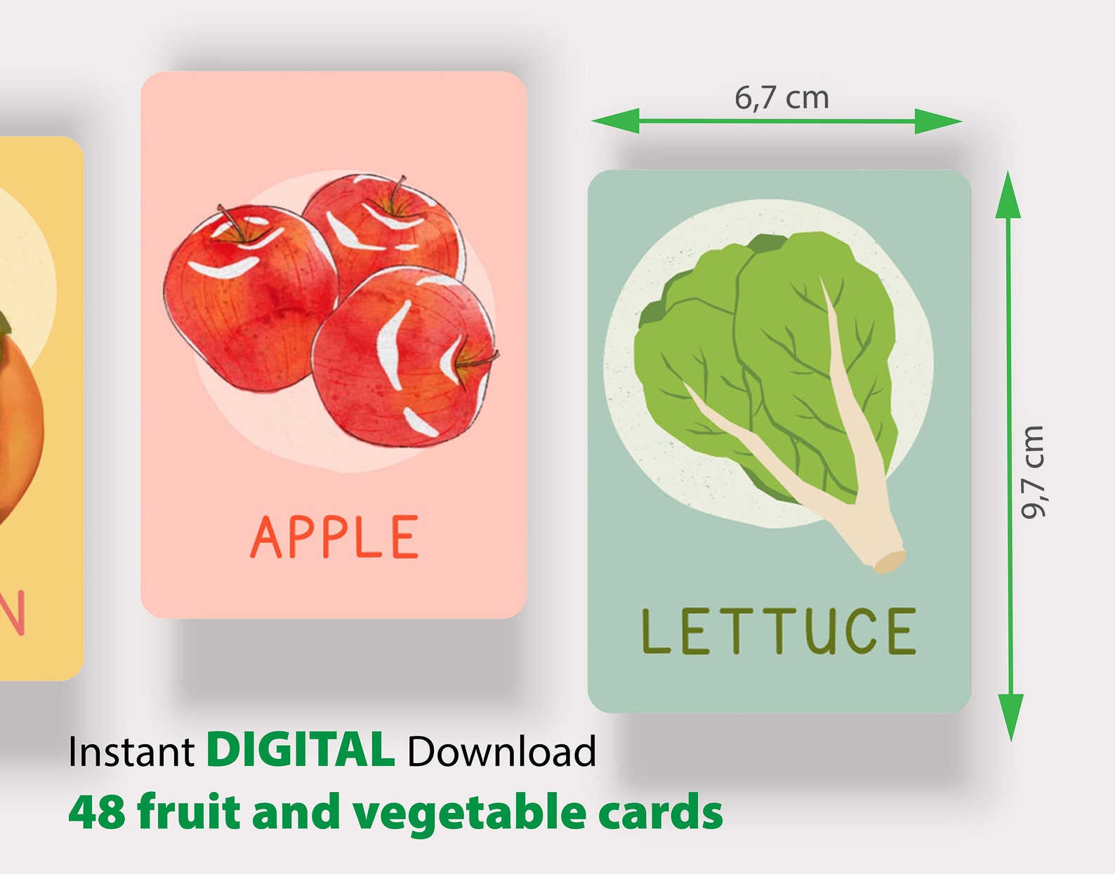 48 Fruit and Vegetable Flashcards Printable Practice Matching - Etsy