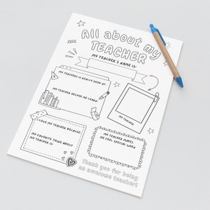 All About My Teacher, Teacher Appreciation Week Printable, Meet the ...
