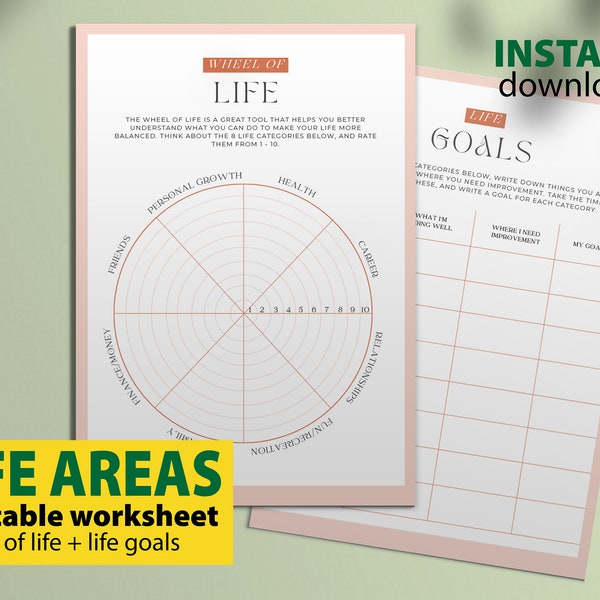 Life Wheel Template - Etsy