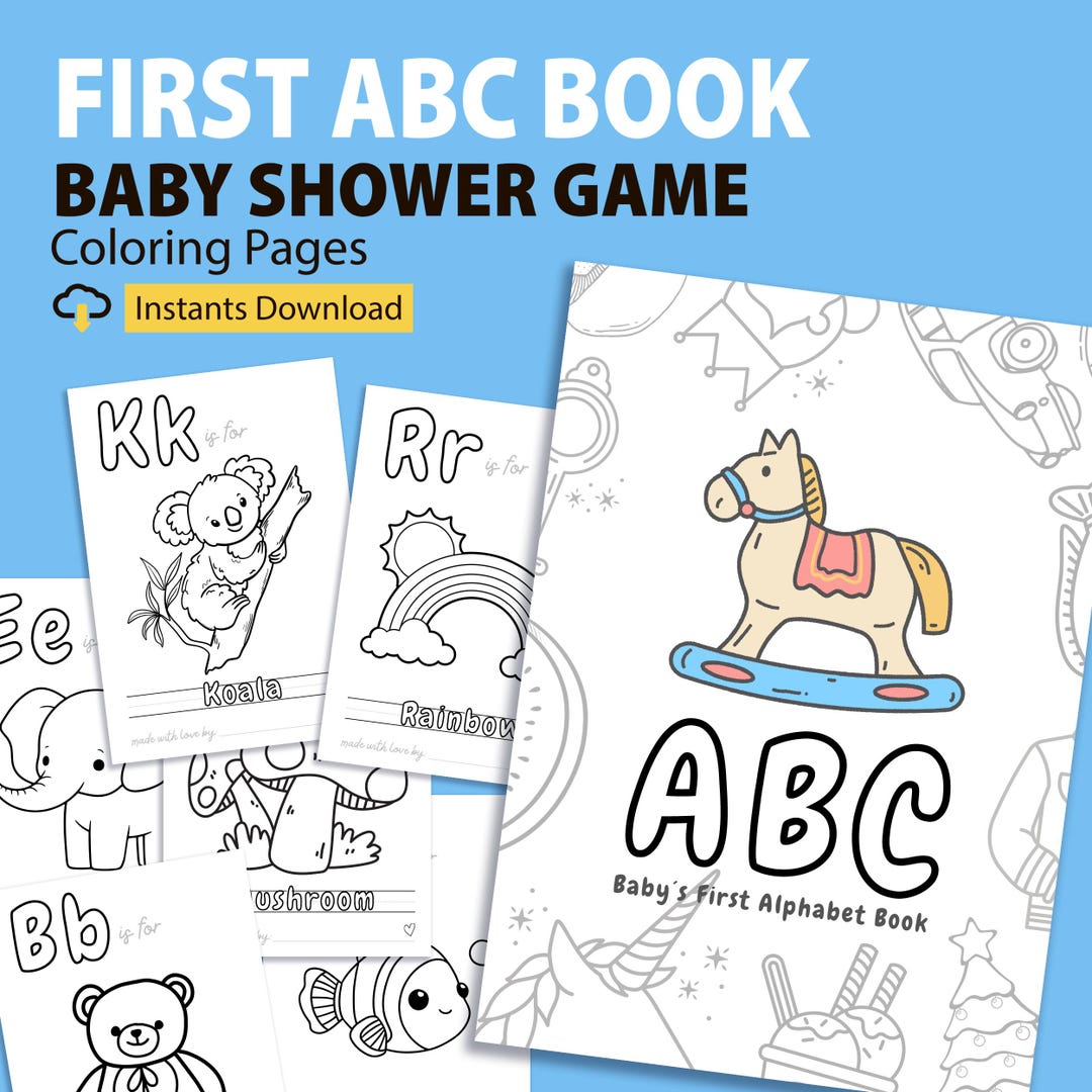ABC Book Baby Shower Games, Baby First ABC Book, Baby Shower Guestbook ...
