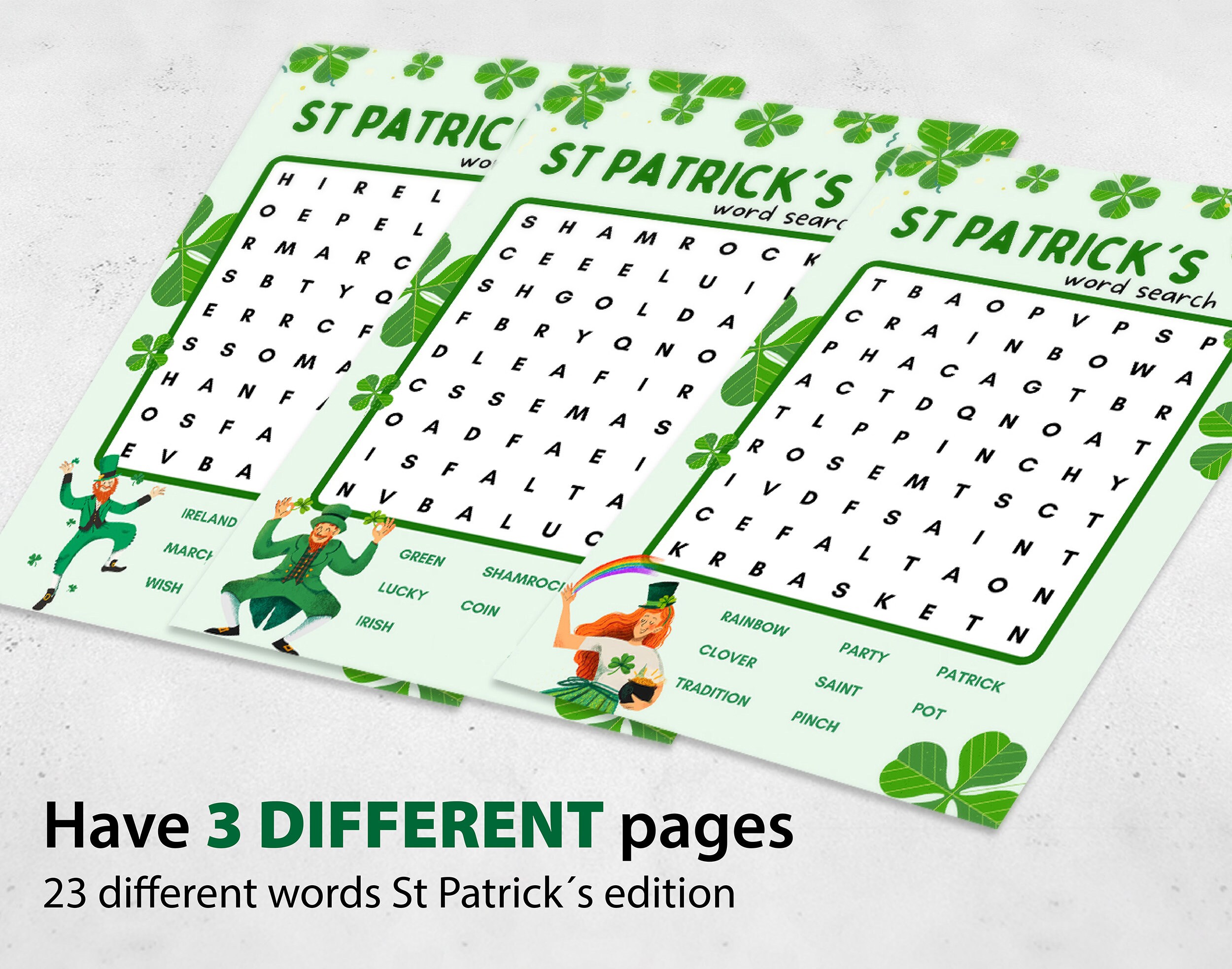 St. Patricks Word Search Printable, Word Search Puzzle St Patrick's, St ...