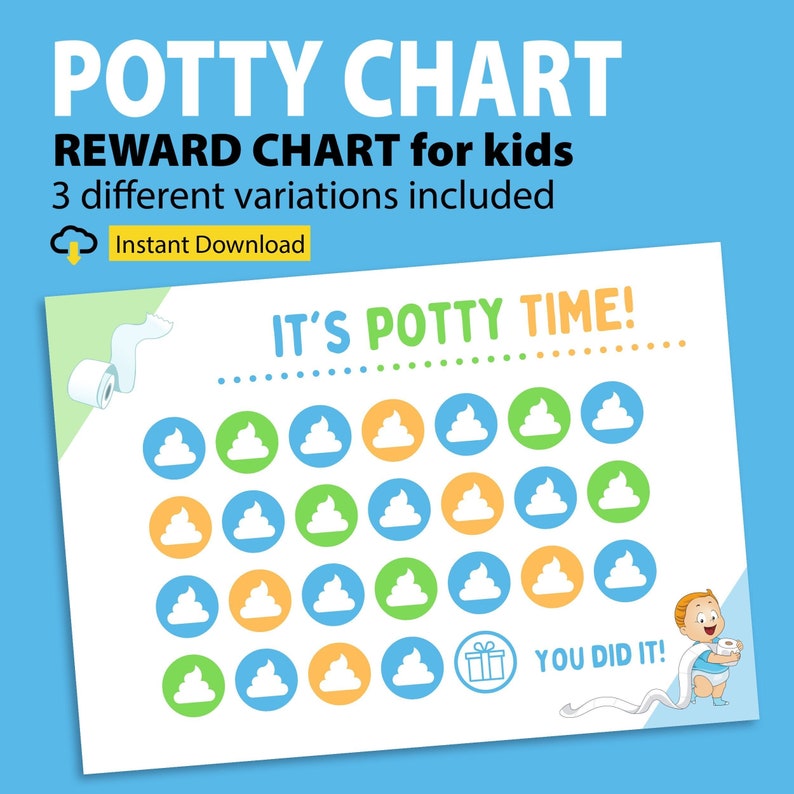 Printable Potty Training Chart Boy, Reward Chart, Instant Download ...