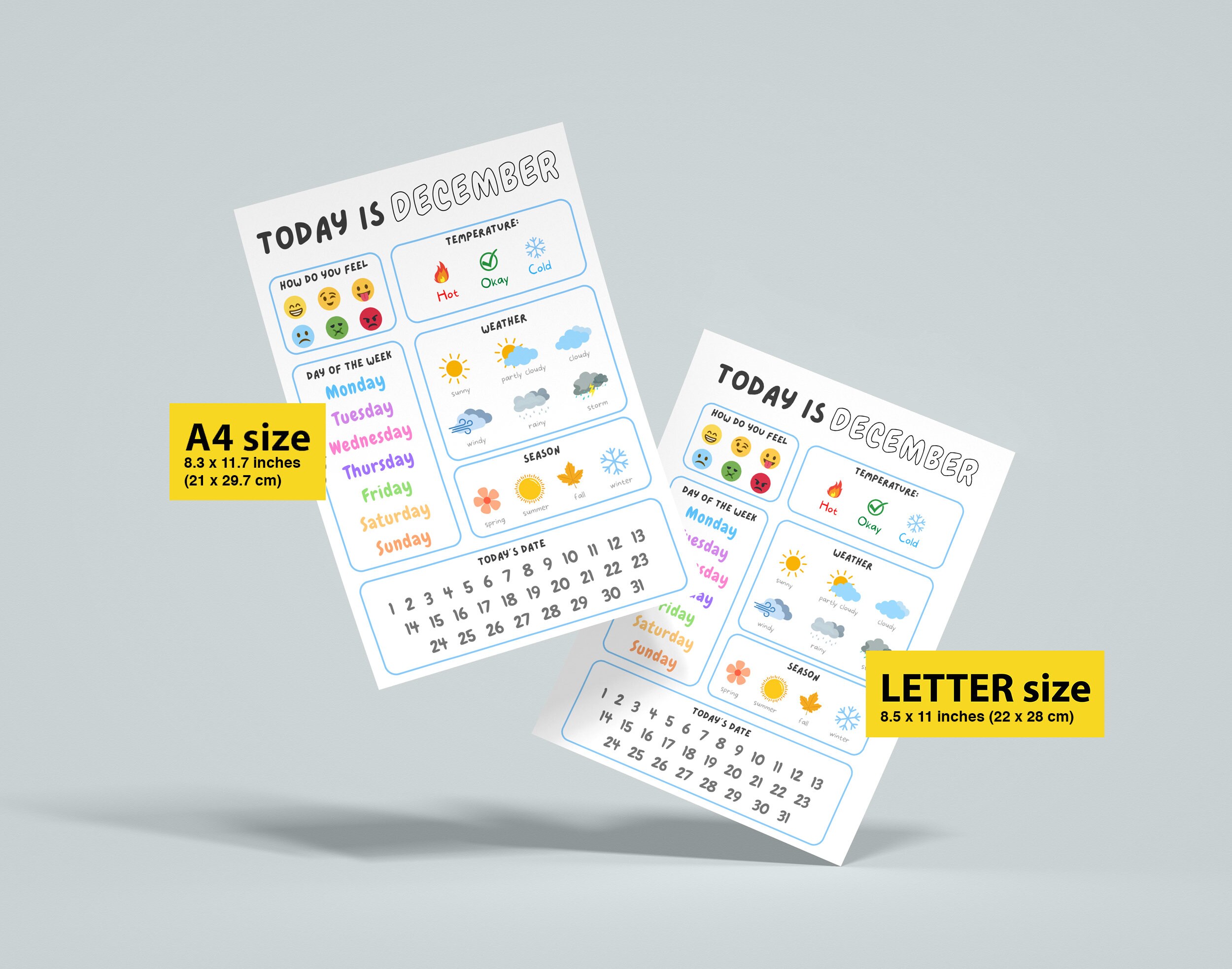 Kids Morning Board Printable, Kids Daily Calendar for Morning Routine ...