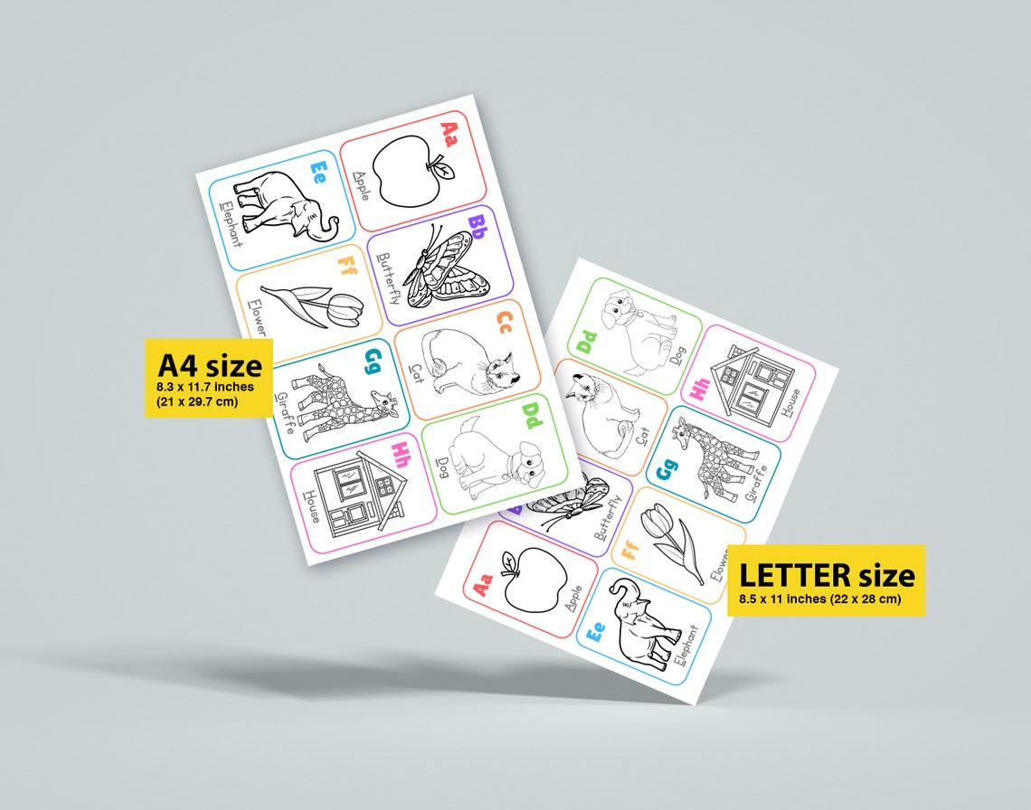 Alphabet Coloring Printable, ABC Alphabet Flash Cards, Preschool ...
