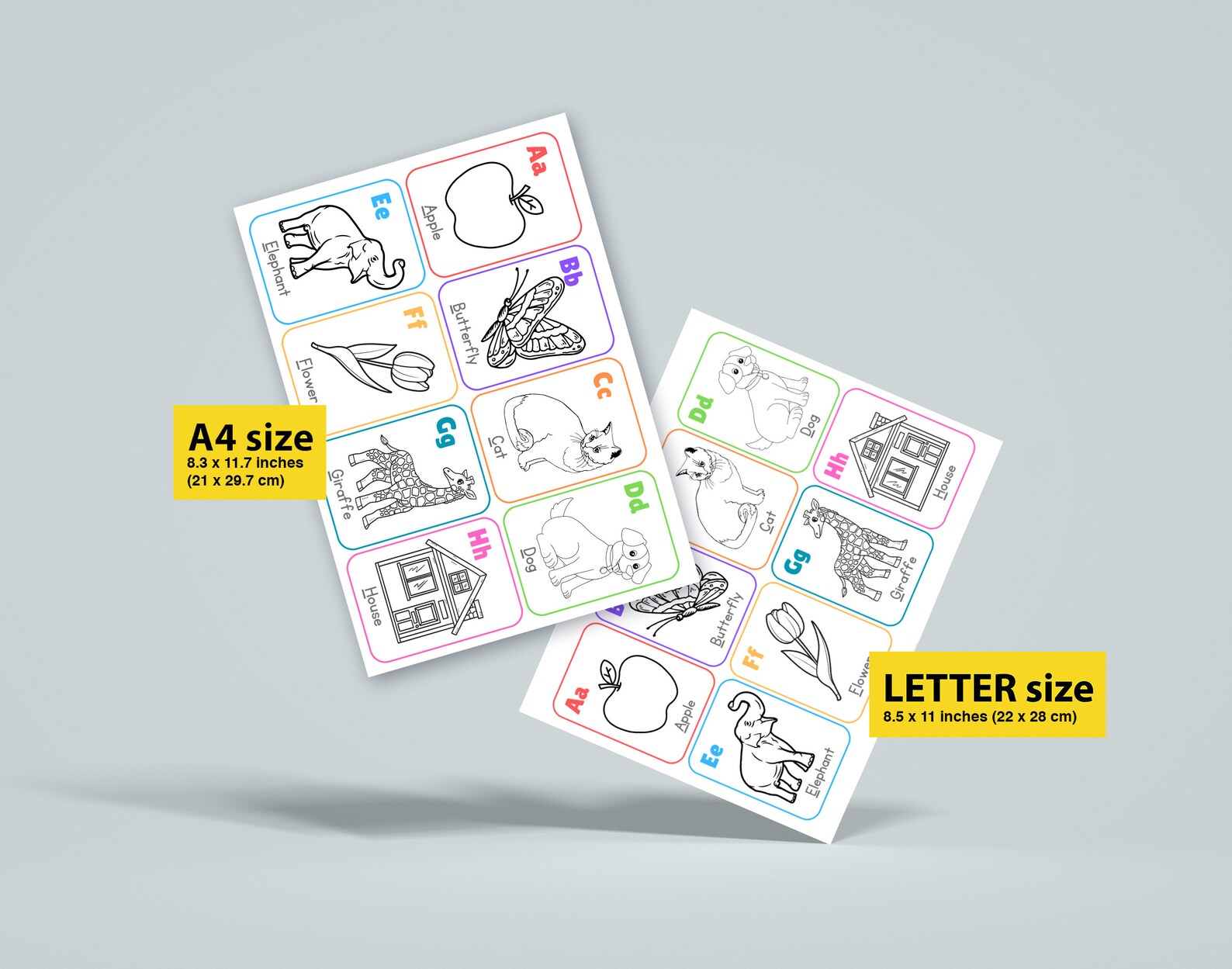 Alphabet Coloring Printable, ABC Alphabet Flash Cards, Preschool ...