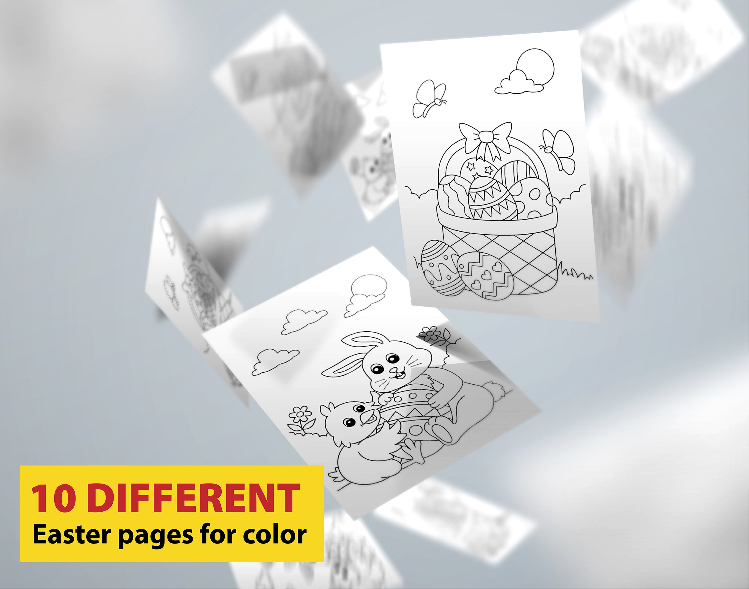 Easter Bunny Coloring Pages for Kids Printable, Easter Coloring Book ...