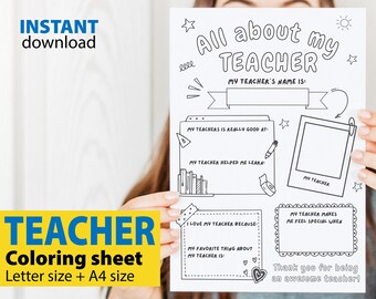 All About My Teacher Printable Teacher Appreciation Week - Etsy