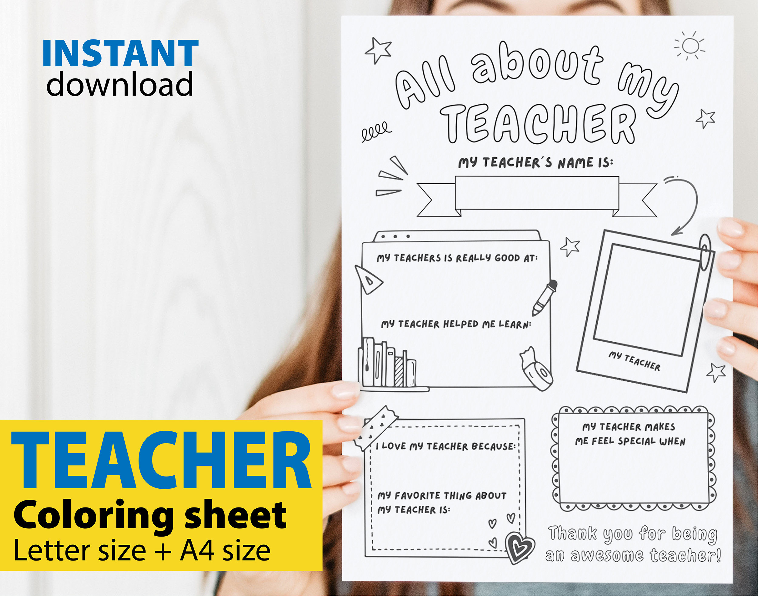 All About My Teacher, Teacher Appreciation Week Printable, Meet the ...