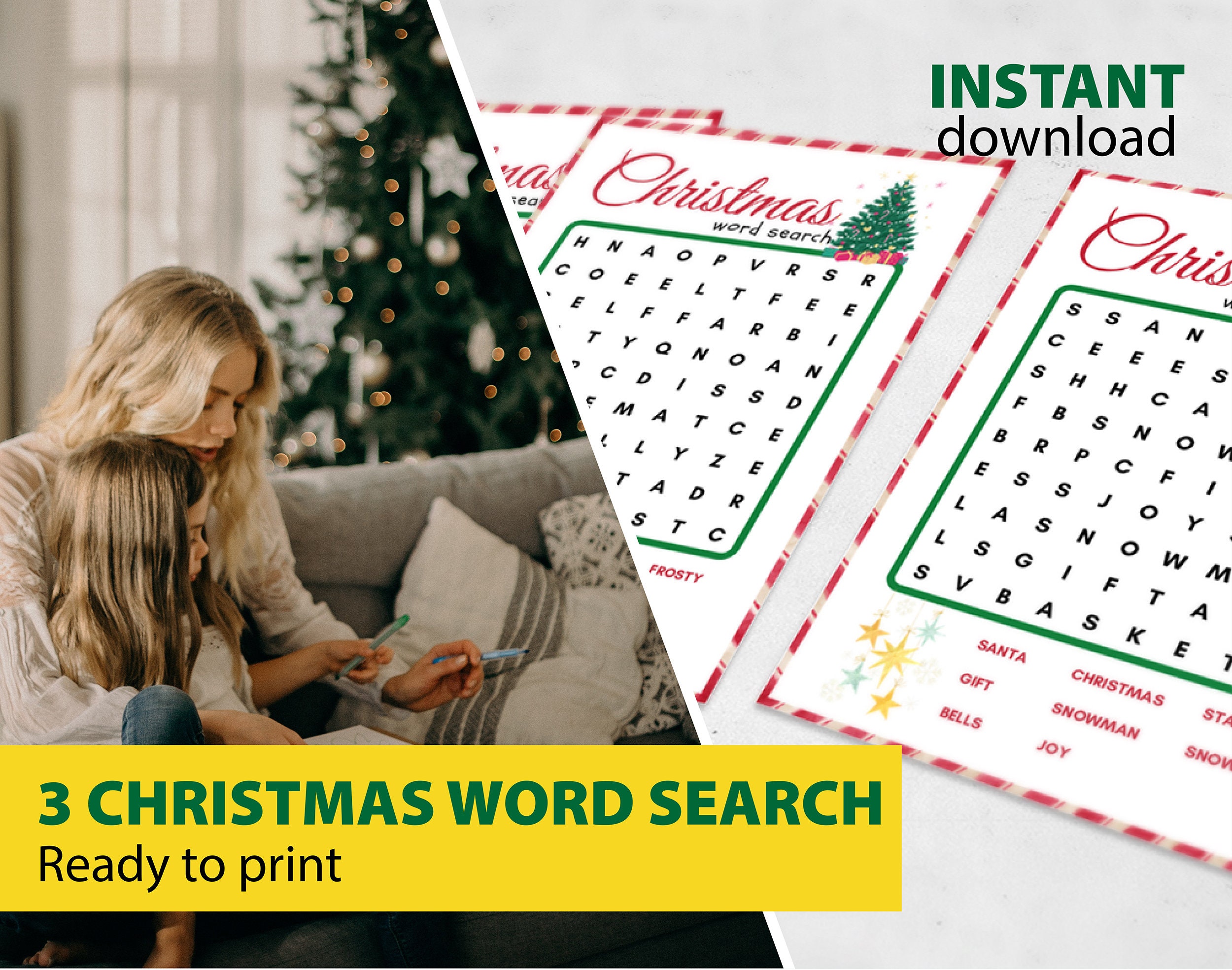 Printable Christmas Word Search Ready to Print Christmas - Etsy