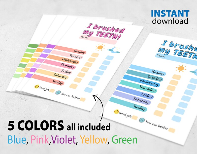Teeth Brushing Chart for Kids, I Brushed My Teeth Chart , Toddler ...