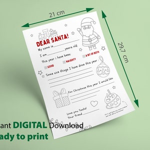 Letter to Santa Coloring Page PRINTABLE Kids Letter to Santa - Etsy