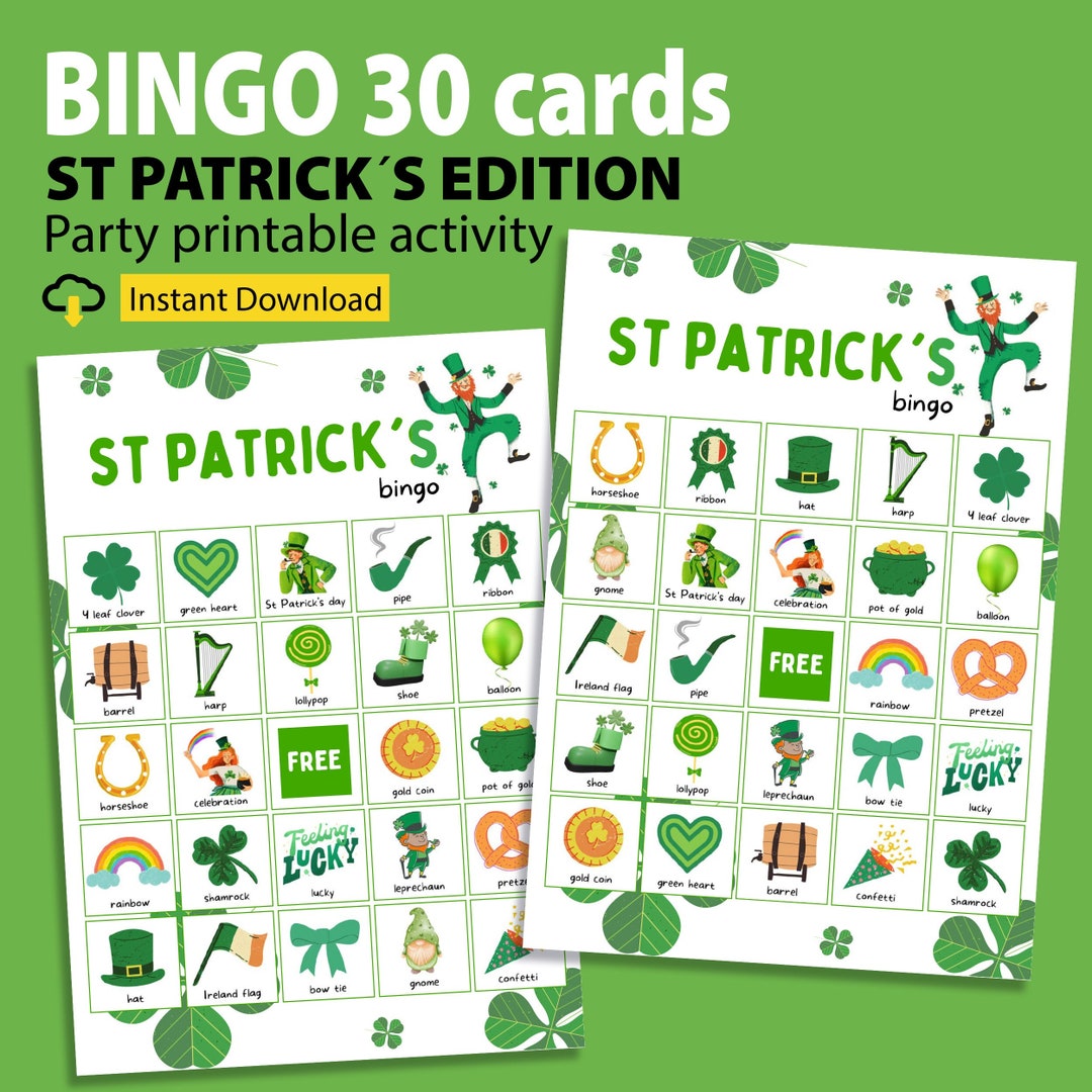 St Patricks Bingo 30 Cards Printable, St Patricks Day Printable Bingo ...