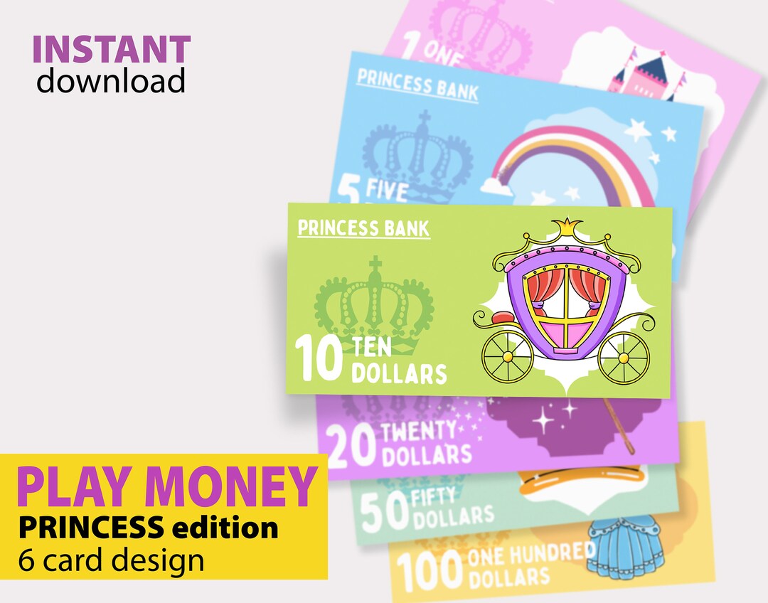 Princess Pretend Play Money Printable, Fake Money for Play, Learning ...
