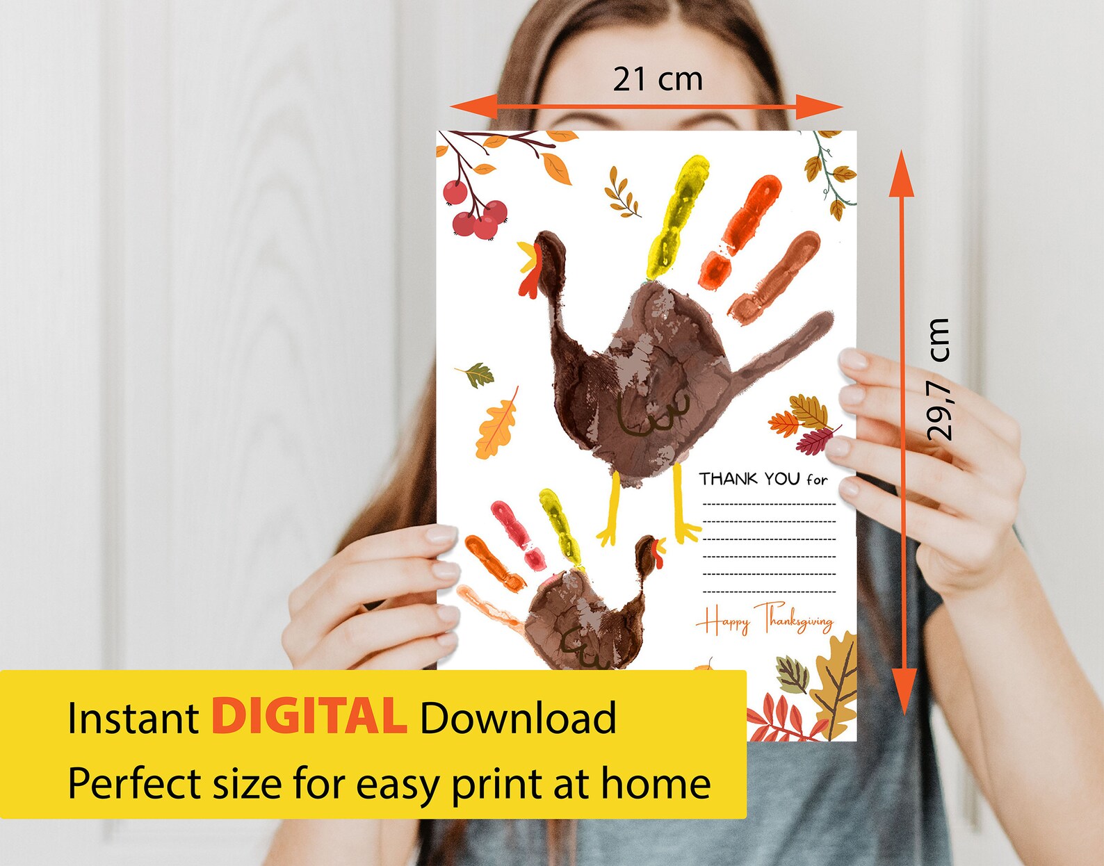 Handprint Turkey Printable for Kids, Thanksgiving Handprint Art Crafts ...