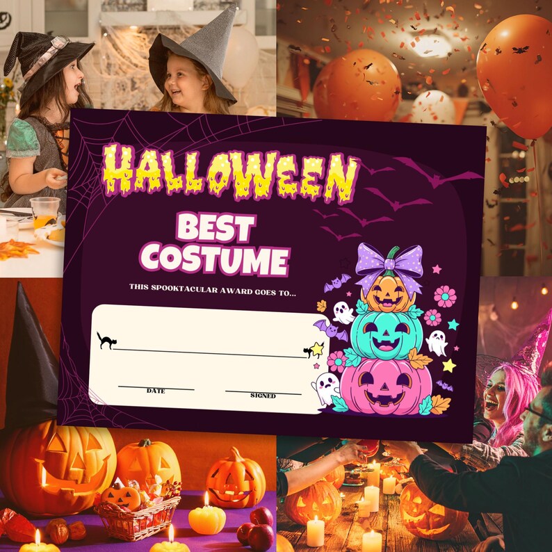 10 Halloween Costume Award Printable Certificate, Halloween Certificate ...