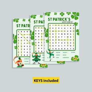 St. Patricks Word Search Printable, Word Search Puzzle St Patrick's, St ...