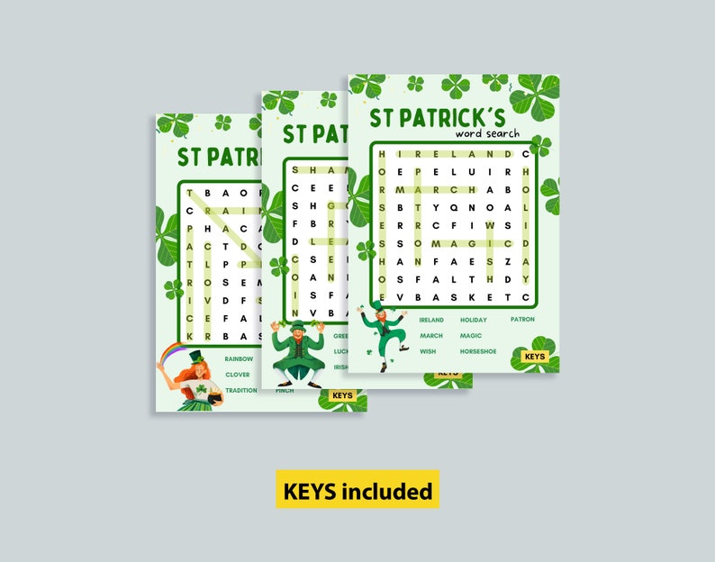 St. Patricks Word Search Printable, Word Search Puzzle St Patrick's, St ...