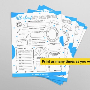 All About My Brother Printable Interview, Siblings Questionnaire ...