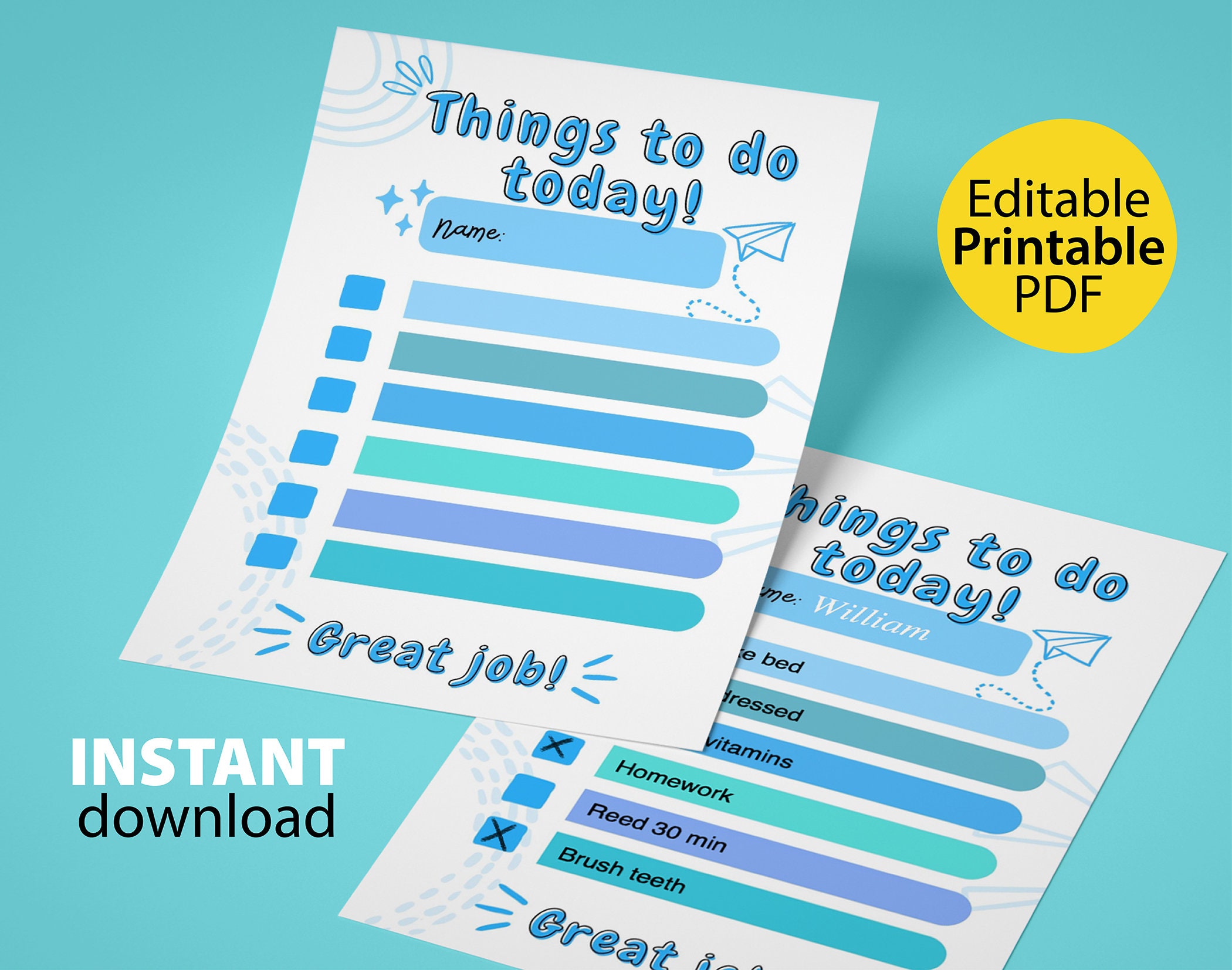 Kids Daily Routine to Do List Printable and Editable, Responsibility to ...