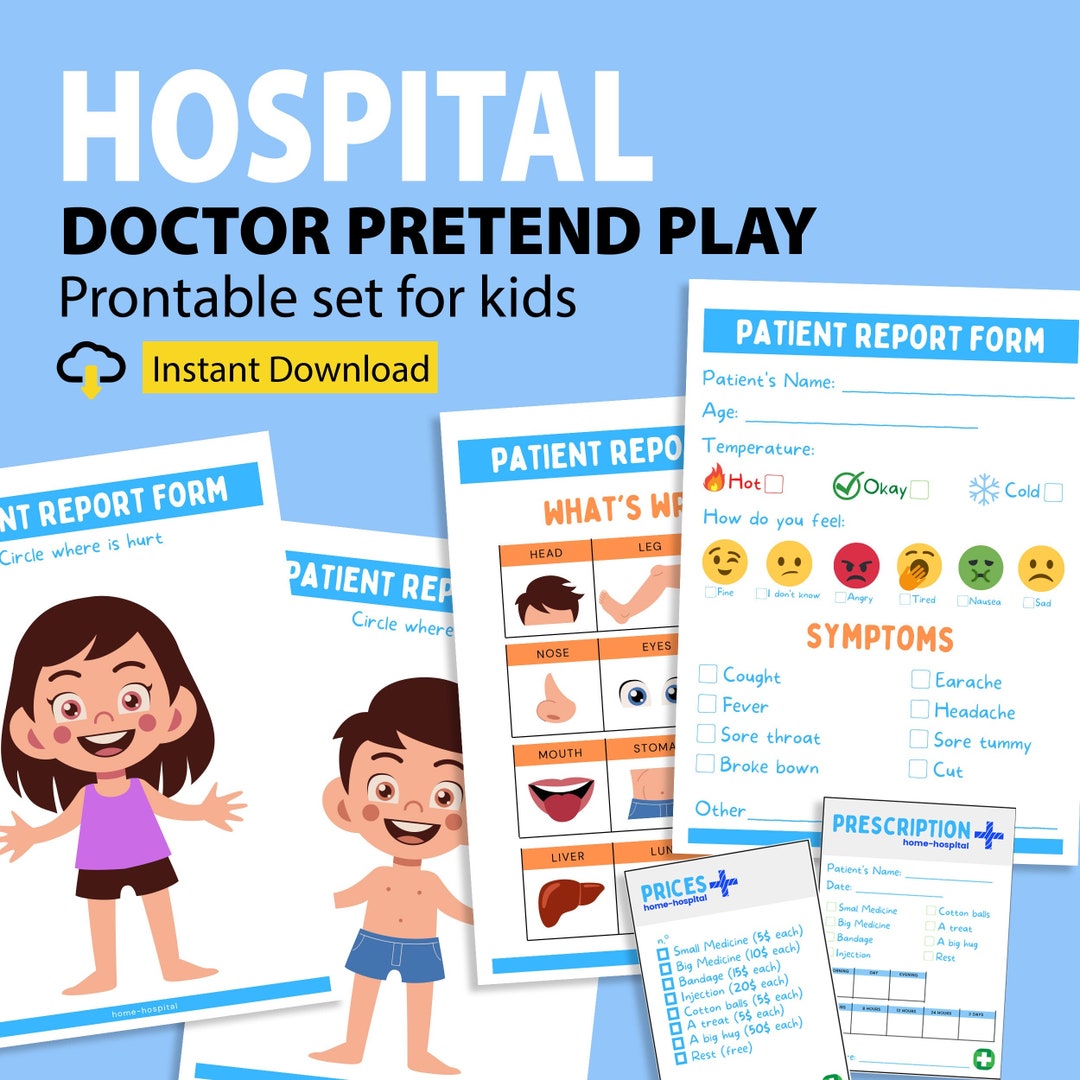 Doctors and Nurses Pretend Play Printable for Kids, Doctor Play Bundle ...