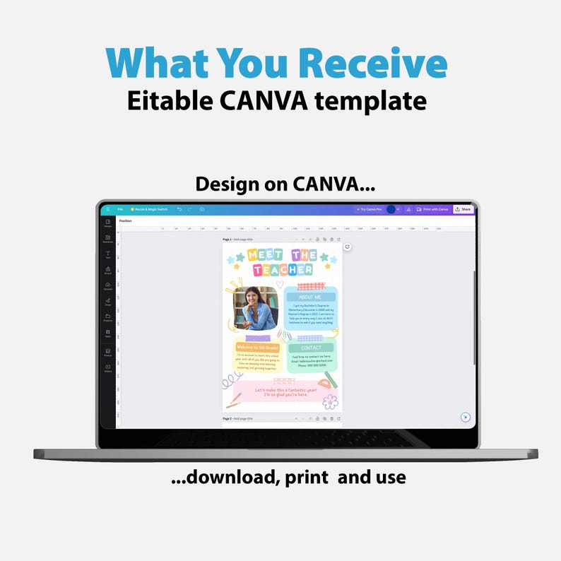 Editable Meet the Teacher Canva Template: Back to School Classroom ...