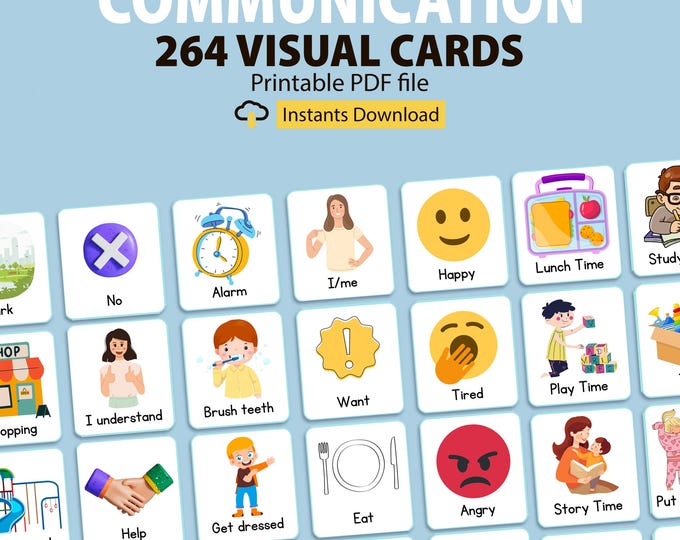 Visual Communication Cards for Kids - AAC - Great for Autism, Speech ...