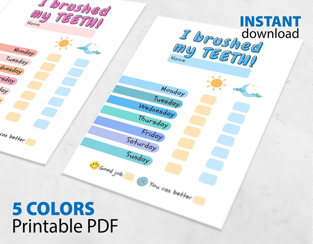 Teeth Brushing Chart for Kids I Brushed My Teeth Chart - Etsy