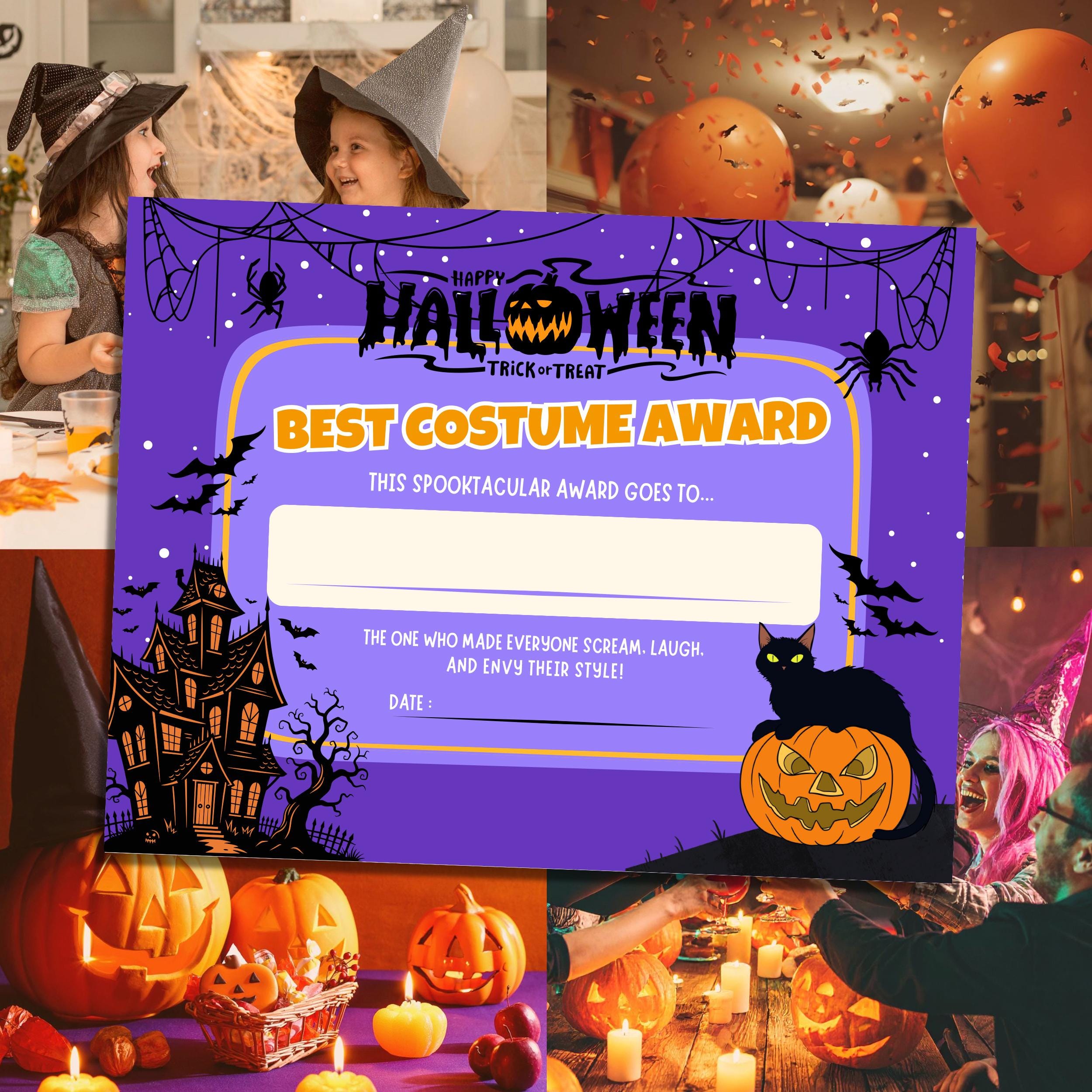 Halloween Costume Award Printable Certificate, Halloween Certificate ...