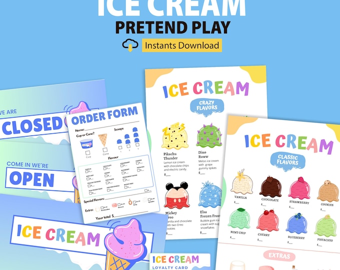 Pretend Play, Ice Cream Shop, Ice Cream, Printables, Ice Cream ...