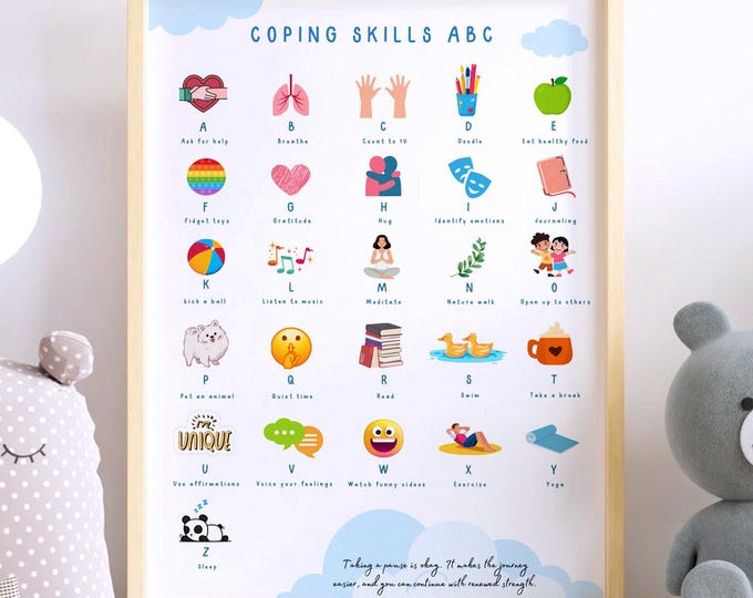Coping Skills Alphabet Line Printable Posters for Classroom, Children's ...
