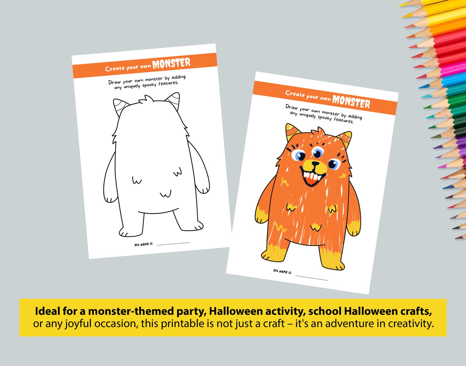 Create Your Own Monster Printable Template for Kids, Halloween Coloring ...