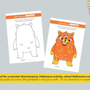 Create Your Own Monster Printable Template for Kids, Halloween Coloring ...