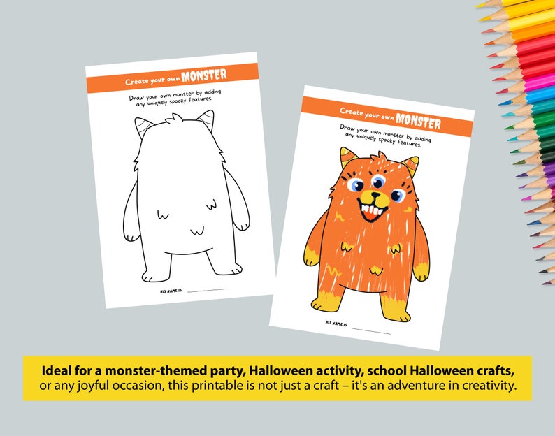 Create Your Own Monster Printable: Halloween Coloring Activity (PDF ...