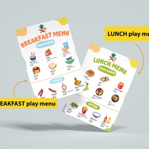 Pretend Play Restaurant Menu Printable: Kids Kitchen, Chef Roleplay ...