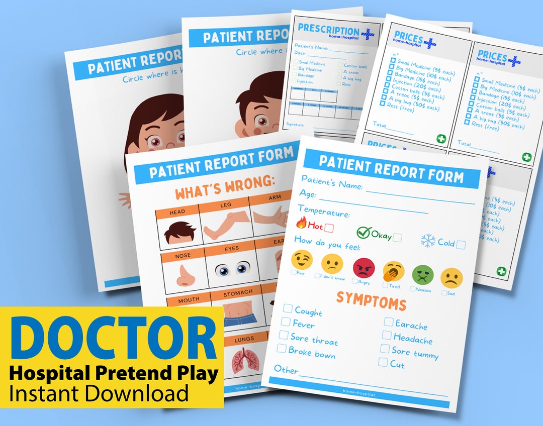 Doctors and Nurses Pretend Play Printable for Kids, Doctor Play Bundle ...
