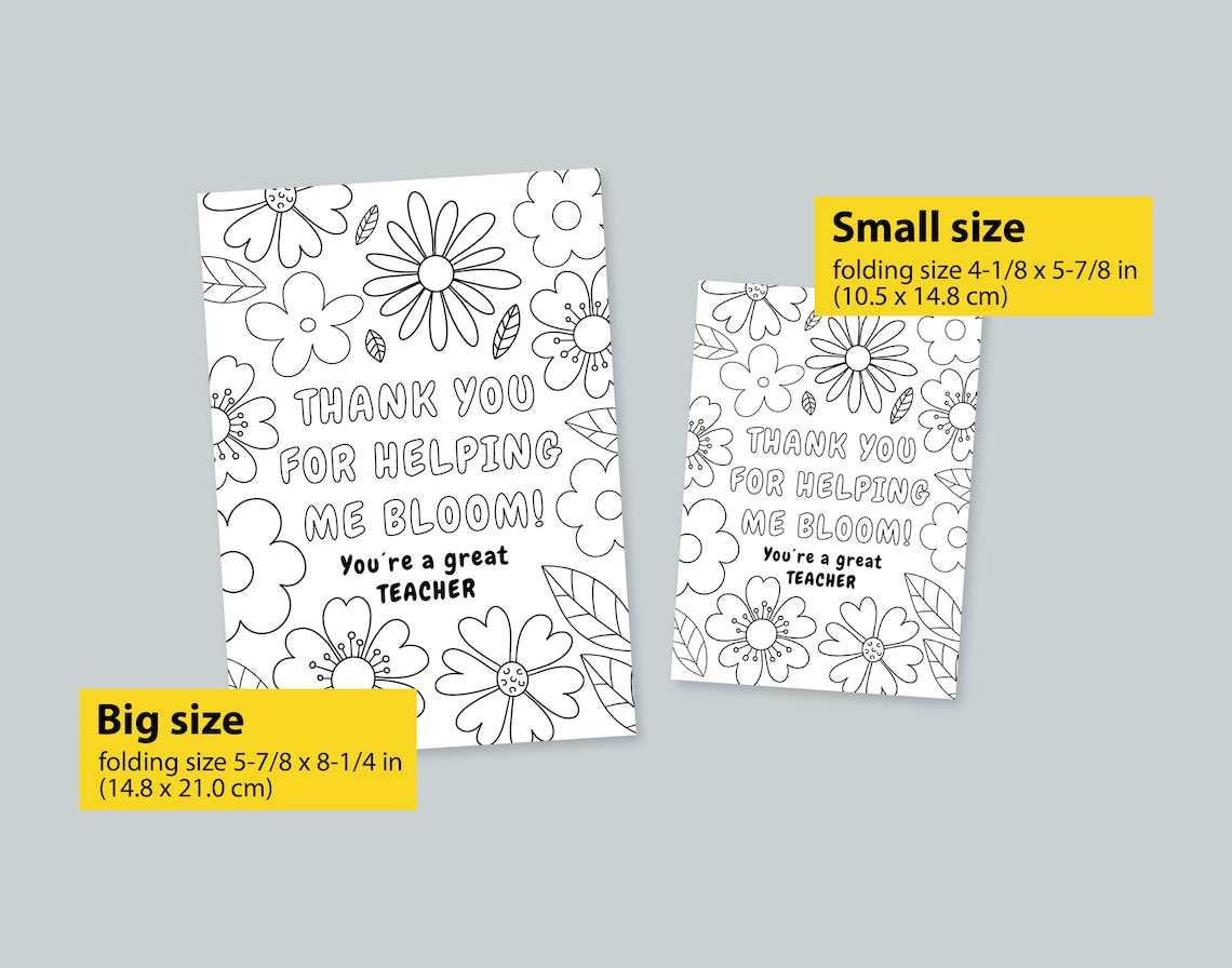 Teacher Appreciation Coloring Card: Personalized Thank You Gift (PDF ...