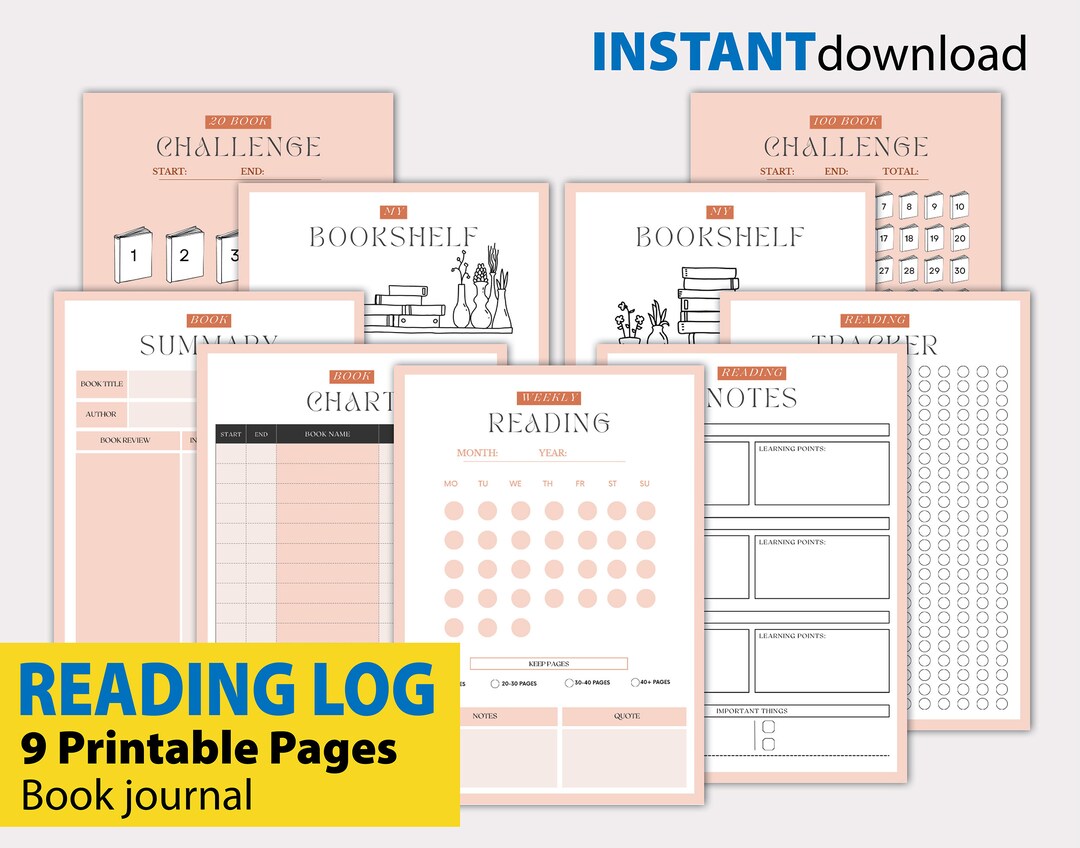 Printable Reading Log, Book Review Printable, Printable Book Journal ...