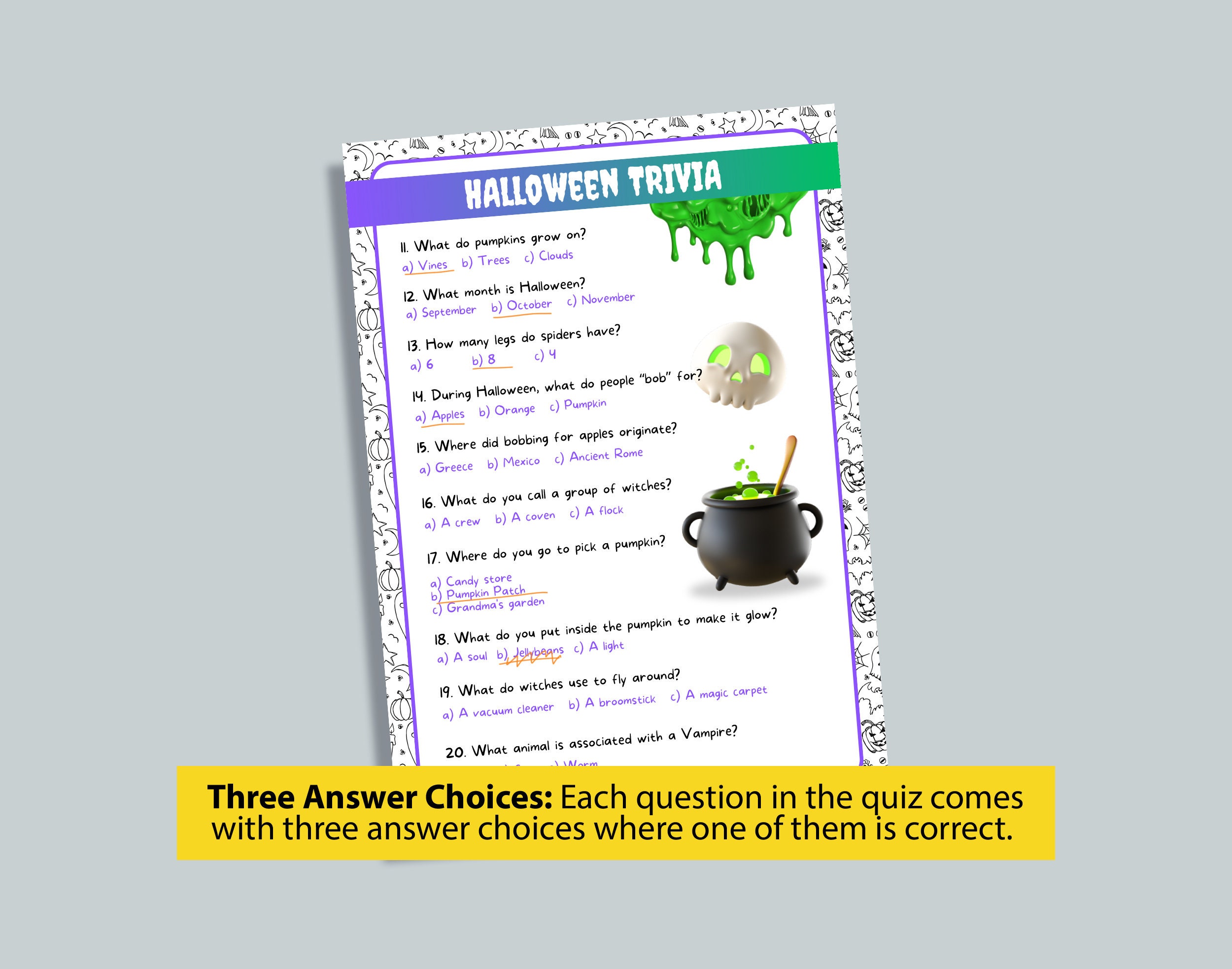 Printable Halloween Trivia Quiz, 50 Quiz Questions to Test Family and ...