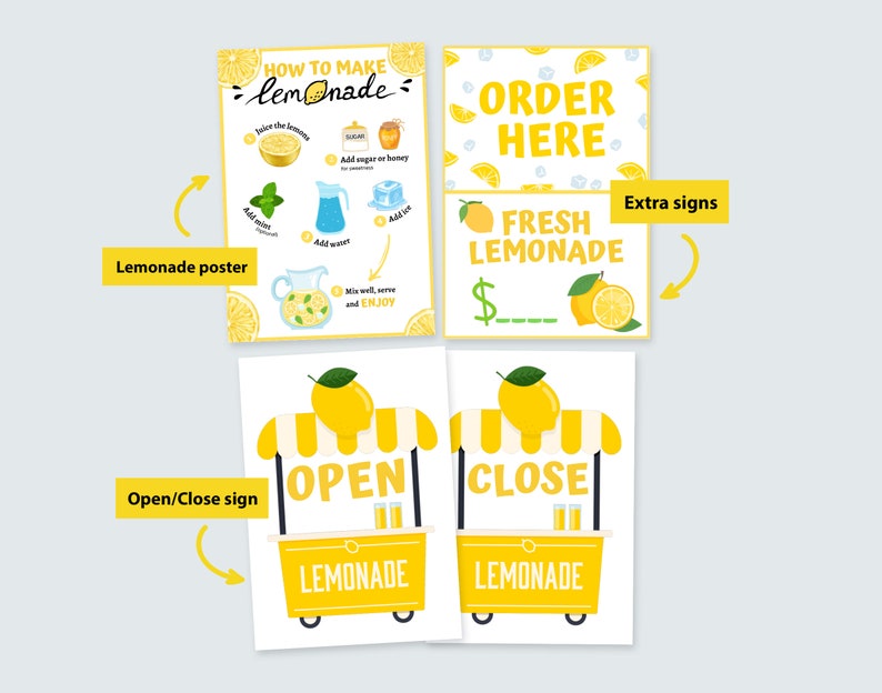 Lemonade Stand Pretend Play Printable Kit Dramatic Play Menu - Etsy