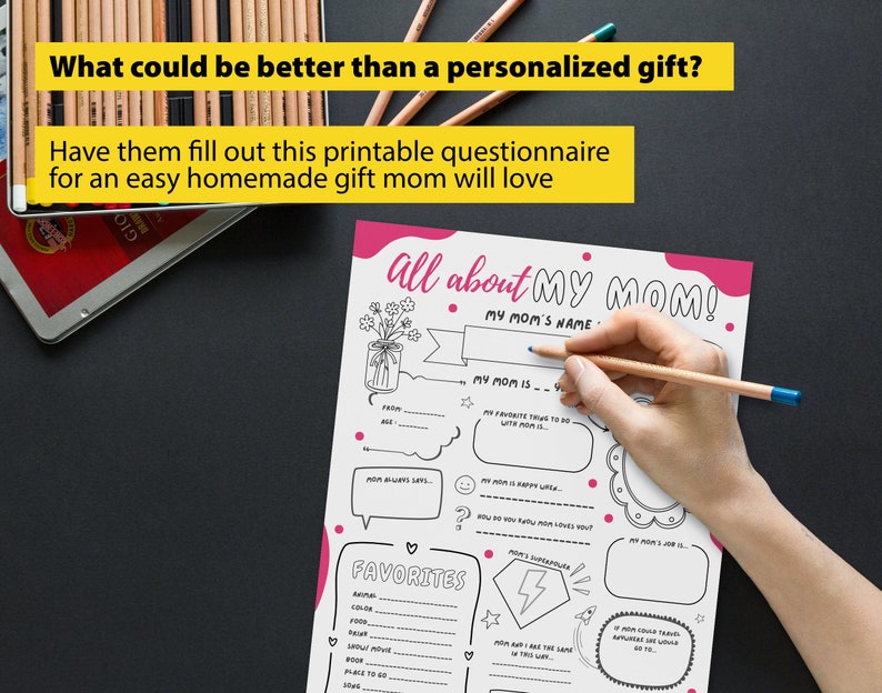 All About My Mom Printable Interview, Mothers Day Gift Ideas Preschool ...