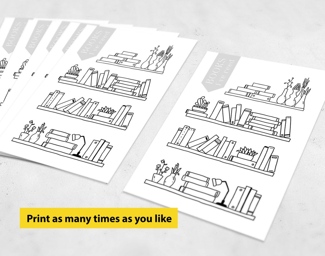 Printable Bookshelves Book Tracker, Reading Log, Books to Read, Book ...