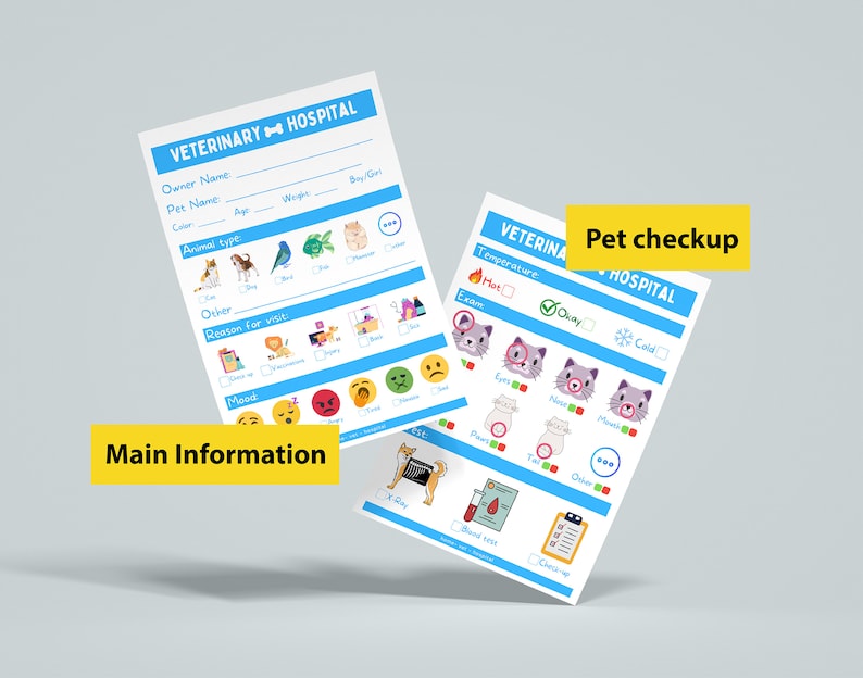 Printable Vet Clinic Dramatic Play Set: Pretend Play for Kids (A4 ...
