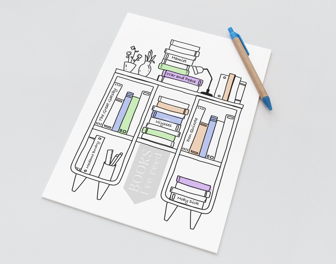 Printable Bookshelves Book Tracker, Reading Log, Books to Read, Book ...
