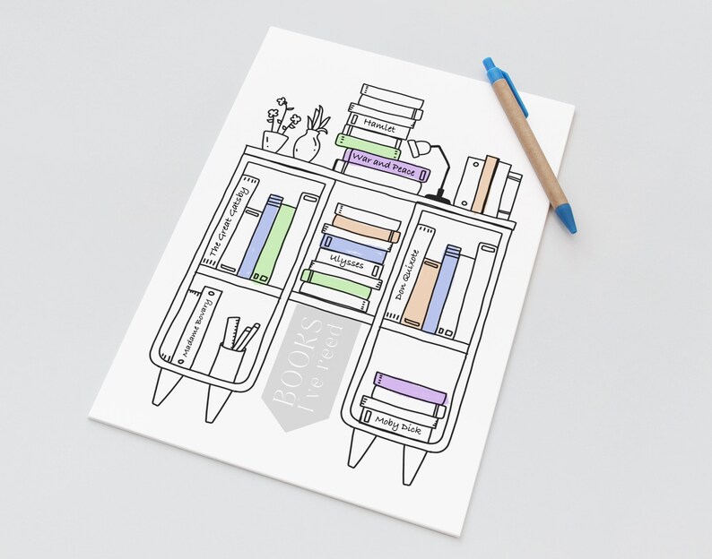 Printable Bookshelves Book Tracker, Reading Log, Books to Read, Book ...