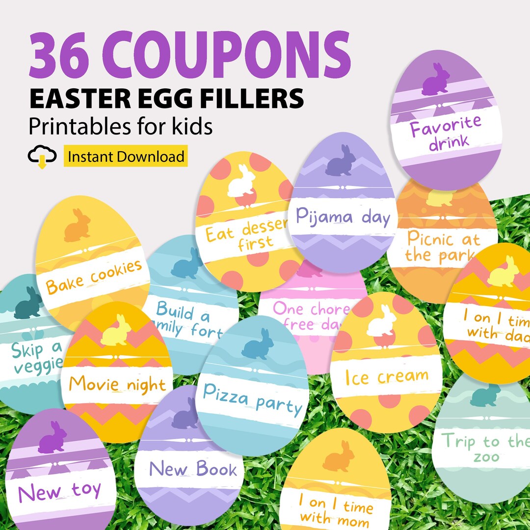 Easter Coupons for Kids Printable, Easter Hunt Coupons, Easter Egg ...