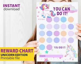 Unicorn Reward Chart, Chore Chart Kids, Routine Sticker Chart, Reward ...
